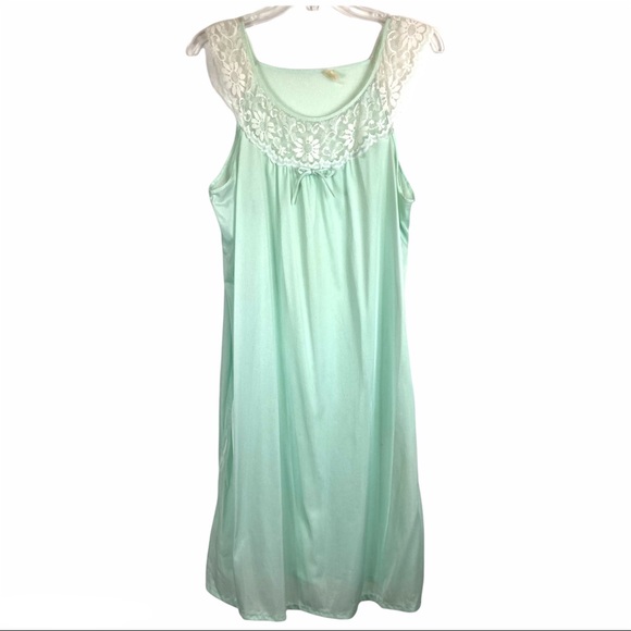 Vintage | Intimates & Sleepwear | Vintage Turquoise White Lace Slip ...
